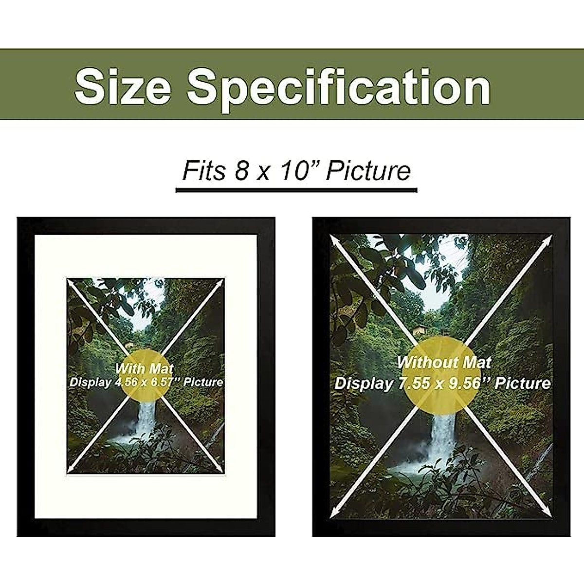 AINAHYVA Picture Frames 8x10 Picture Frame Set of 3, Made of High Definition Plastic Glass for 5x7 with Mat or 8x10 Without Mat, Table Top and Wall Mounting Decor, Pre-Installed Wall Mounting Hardware (Black)