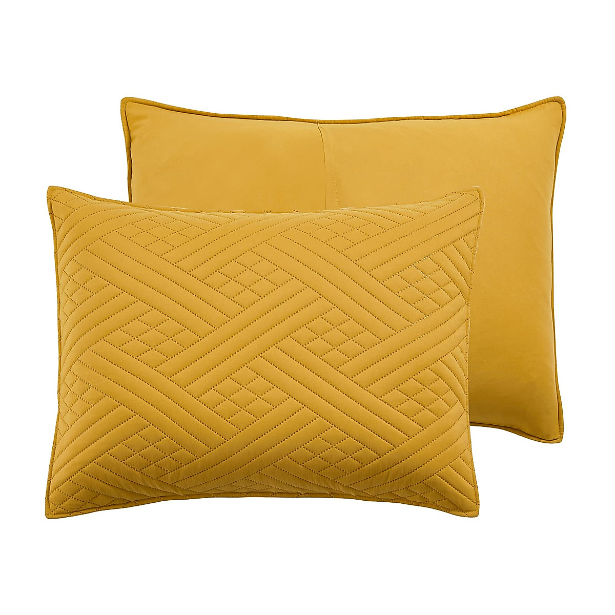 Safonory Quilted Bedspreads Full/Queen Size(90"x96", Mustard Yellow) - Summer Soft Lightweight Microfiber Ultrasonic Embossed Quilt Coverlet Set for Queen Bed - 3 Pieces Bedding Set(1 Quilt, 2 Shams)