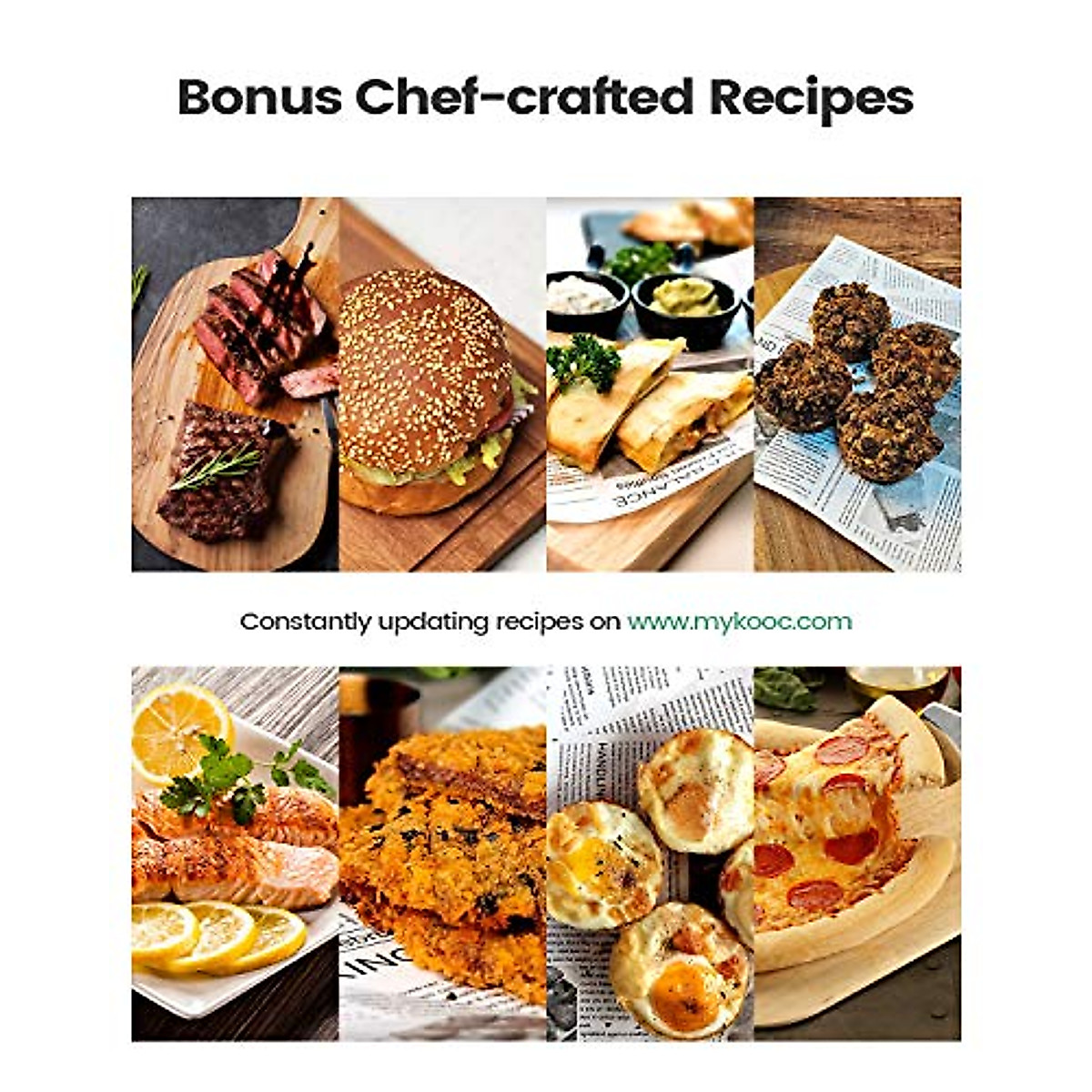 [NEW LANUCH] KOOC Large Air Fryer, 4.5-Quart Electric Hot Oven Cooker, Free Cheat Sheet for Quick Reference Guide, LED Touch Digital Screen, 8 in 1, Customized Temp/Time, Nonstick Basket, White