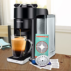 CAPMESSO Aluminum Foils Lids to Reuse Vertuoline Capsules Coffee Pods Compatible with Nespresso VertuoLine Machine 64mm(100/package)