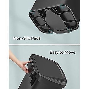 SONGMICS Kitchen Trash Can, 18-Gallon Stainless Steel Garbage Can, with Stay-Open Lid and Step-on Pedal, Soft Closure, Tall, Large and Space-Saving, Black ULTB520B68