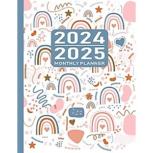 2024-2025 Monthly Planner: 2 Year from January 2024 to December 2025, With Rainbow Design