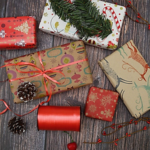 Elcoho 3 Roll Christmas Curling Crimped Ribbon Balloon Band Tie Red Green and Gold for Christmas Parties,Gift Wrapping, Festival, Florist,Crafts, 5 mm, 600 Yard (Red, Green and Gold)