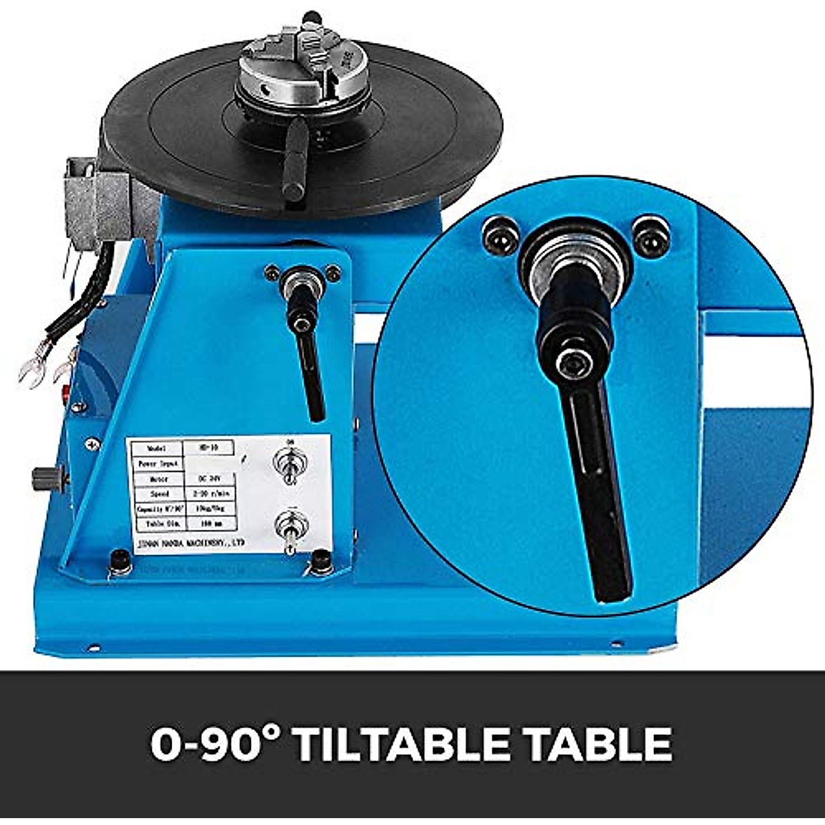 Mophorn 10KG Rotary Welding Positioner Turntable Table 110V Mini 0 to 90° Welding Positioner Positioning Turntable 2.5 Inch 3 Jaw Lathe Chuck 180mm Portable Welder Positioner Turntable Machine