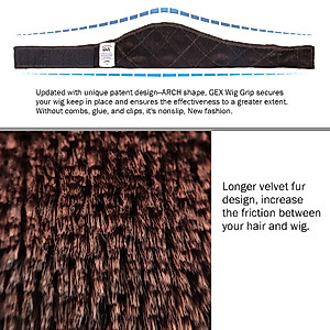 GEX Wig Grip Band Adjustable Wig Comfort Band Headband Flexible Velvet Scarf Wig Comfort Non-Slip Adjustable Fasten Wig Bands With Arch Extra Hold for Women (Brown)