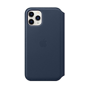 Apple iPhone 11 Pro Deep Sea Blue Leather Folio Case - Slim Fit, Wireless Charging Compatible