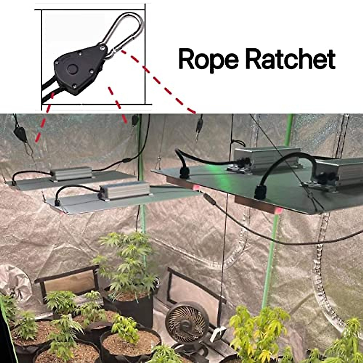 Green Hut 6 Pair of 1/8 inch Adjustable Rope Hanger Heavy Duty for Grow Light Rope Hangers Loose-Proof Design Light Fixture Hangers (12Pcs)