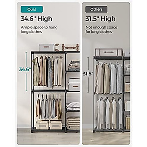 SONGMICS Portable Closet, Freestanding Closet Organizer, Clothes Rack with Shelves, Hanging Rods, Storage Organizer, for Cloakroom, Bedroom, 48.8 x 16.9 x 71.7 Inches, Black URYG026B02
