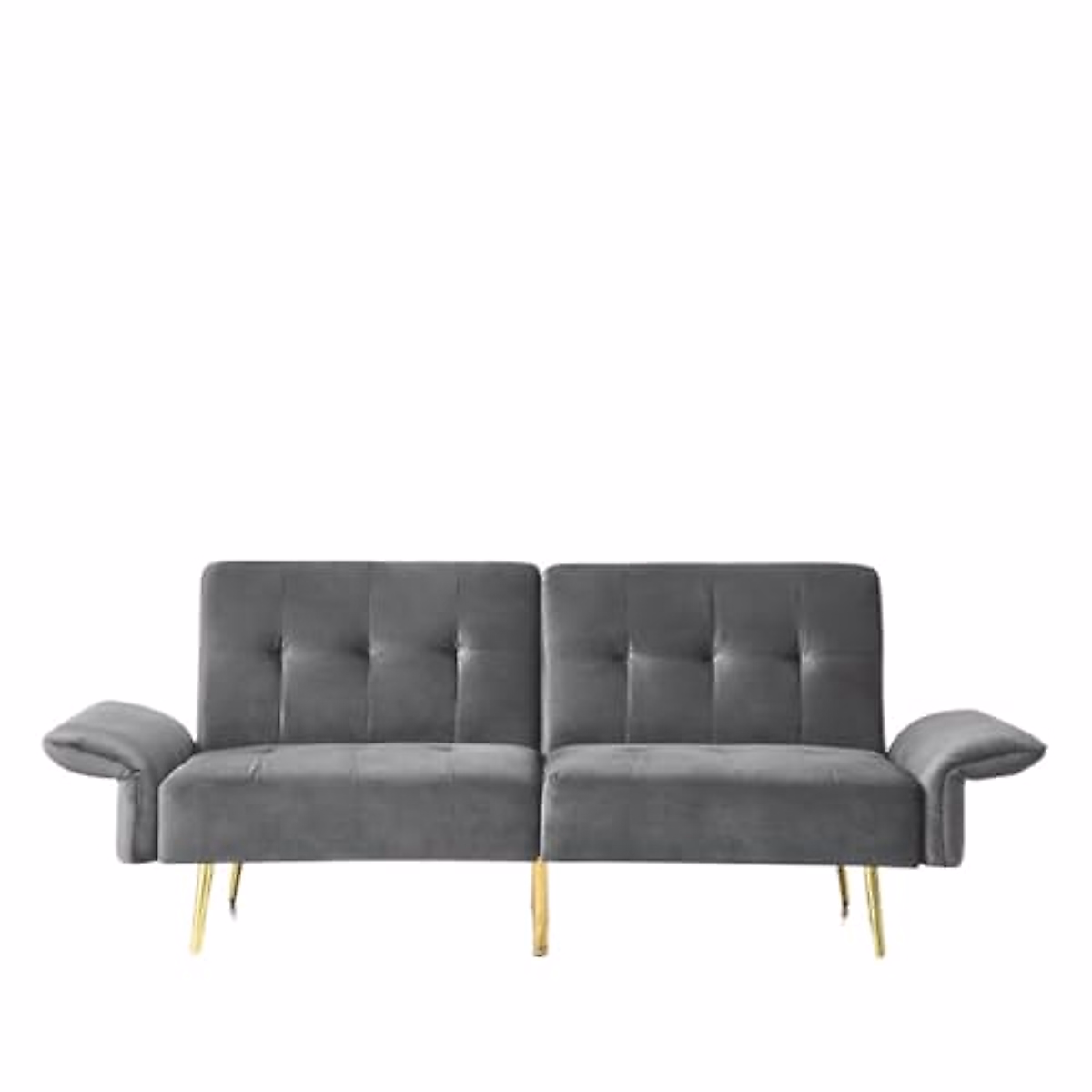 JFUYJK 78" Velvet Futon Sofa Bed, Convertible Sleeper Loveseat Couch with Folded Armrests and Storage Bags for Living Room