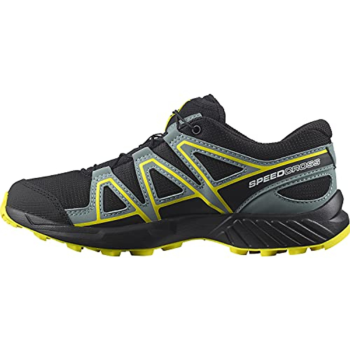 Salomon Kid's Speedcross Trail Running Shoes, Black/Black/Evening Primrose, 2 Little Kid