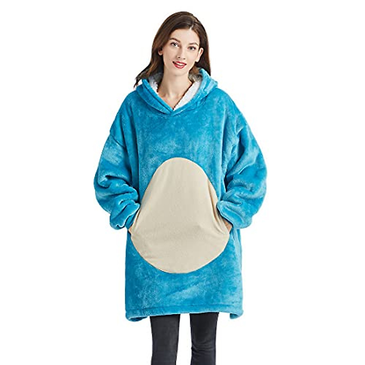 Women's Cartoon Anime Blanket Halloween Costumes Oversized Wearable TV-Blanket Sherpa Sweatshirt Adult One Size