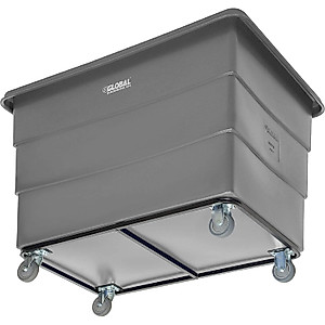 Global Industrial 20 Bushel Plastic Bulk Box Truck, Steel Chassis Base, Gray, 50-2/5"L x 34-3/5"W x 35-3/5"H