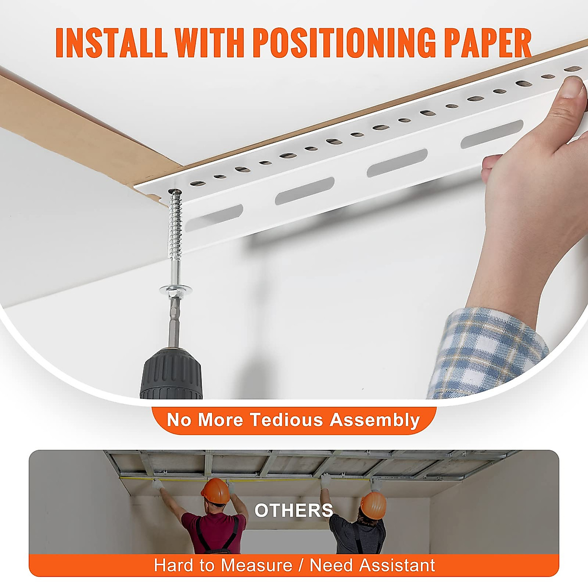 VEVOR Overhead Garage Storage Rack, 4x8 Garage Ceiling Storage Racks, Heavy Duty Adjustable Cold Rolled Steel Racks for Garage Storage, Organization, 600 lbs Load Capacity, 22''-40"