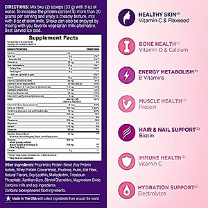 Nature's Bounty Complete Protein & Vitamin Shake Mix with Collagen & Fiber, Contains Vitamin C for Immune Health, Vanilla Flavored, 16 Oz