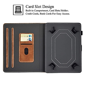 REASUN Case for 10.0 Inch Tablet, PU Leather Folding Stand with Card Slots Case for Galaxy Tab 9.6/9.7/10.1/10.4,iPad 9.7/10.2/10.5 inch,Kindle HD10 and More 10 inch Android Tablets, Brown