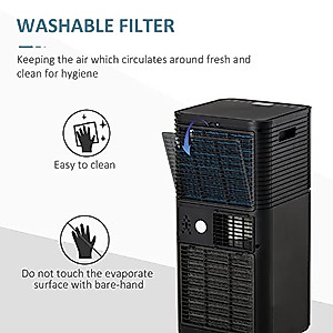 HOMCOM 10000 BTU Mobile Portable Air Conditioner for Home Office Cooling, Dehumidifier, Ventilating, Portable AC Unit with Remote, LED Display, 24H Timer, Auto Shut-Down, Black