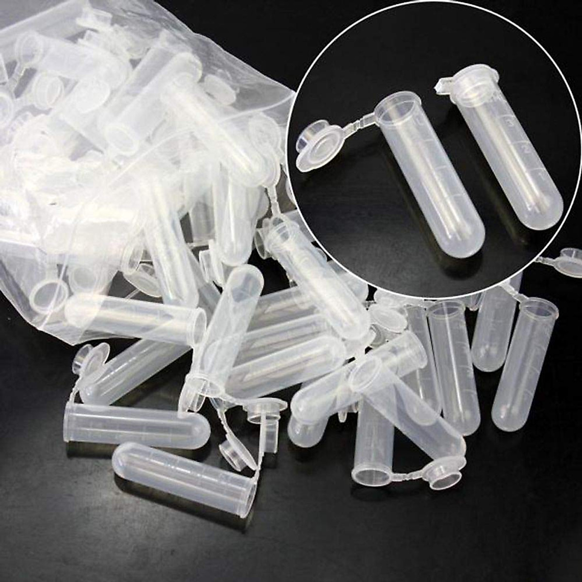 GBSTORE 50 Pcs 5ML Plastic Microcentrifuge Tubes Vial Sample Container, Centrifuge Tube with Graduated and Snap Cap,for Sample Storage Container Fragrance Beads Liquid