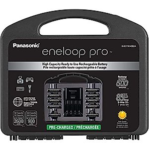 Panasonic K-KJ17KHC82A eneloop pro High Capacity Power Pack, 8AA, 2AAA, with "Advanced" Individual Battery Charger and Plastic Storage Case