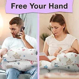 PILLANI Nursing Pillow for Breastfeeding & Bottle Feeding, Original Breast Feeding Pillow for Mom & Baby Support, Removable Cotton Cover, Adjustable Waist Strap, Baby Girl Boy Essentials Must Haves