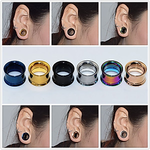 JOYTOYOU 6 Pairs Ear Tunnels Stainless Steel Mix Color Piercing Tunnels Screw Stretching Hollow Expanders Gauge Large Ear Plugs More Size 3/4" 20MM