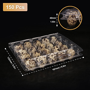KUKLIPJIM 150 Pack Quail Egg Cartons, Clear Plastic Quail Egg Trays, Holds up to 20 Quail Eggs Securely - Your Ultimate Small Eggs Carton Holders for Bulk Storage and Display