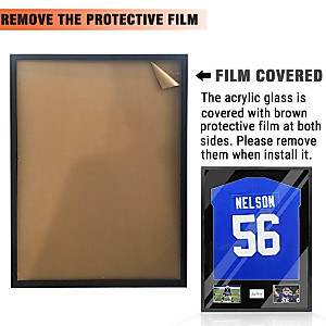 Snail 32"x24" Jersey Frame Display Case Wooden Wall Mounted Shadow Box for Baseball Basketball Football Soccer Hockey Sport Shirt, Plus Displaying Two Idol's Photos and One Signature, Black Finish