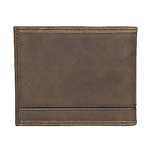 Lucky Brand Men's Embossed Bifold Wallet (Available in Cotton Canvas, Grooved Leather-Brown, One Size