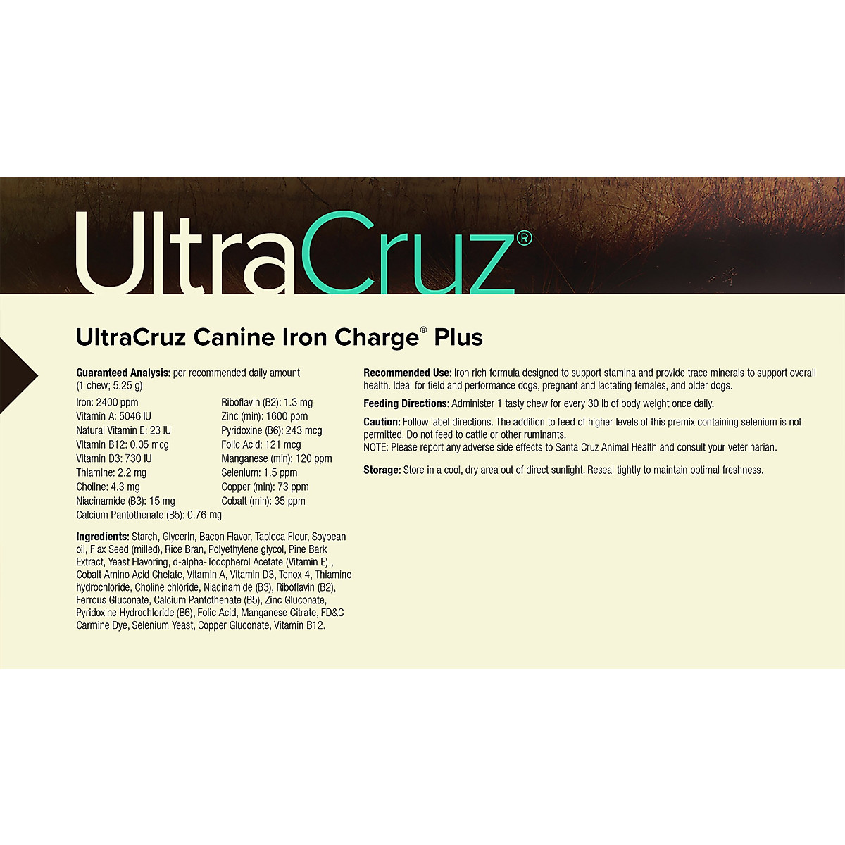 UltraCruz Canine Iron Charge Plus Supplement for Dogs, 60 Tasty Chews