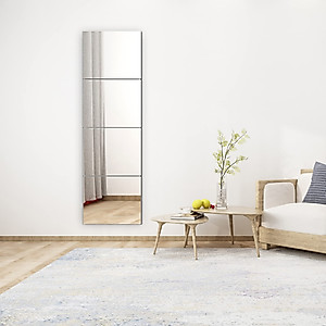 Full Length Wall Mirror Tiles,Glassless Mirror for Kids,Acrylic Extra Thick 1/8",40"x10" 4Pcs 10"x10",Shatterproof Frameless Mirror Wall Stickers.Apply Bedroom,Living Room,Door