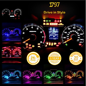 1797 T5 LED Bulbs Dash Dashboard Light 74 37 73 2721 PC74 PC37 Instrument Cluster Gauge Wedge Twist Socket Car Indicator Panel Parts Interior Replacement 12V Green Pack of 20