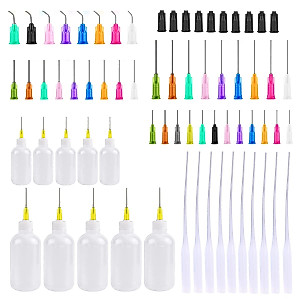 69Pcs 30ml 50ml Precision Tip Applicator Bottles Kit, Dispensers Applicator Bottles for Liquid, Glue Oil, Acrylic Paint – 10 Squeeze Bottles, 10 Syringe Caps, 10 Glue Nozzles and 39 dispensing needle