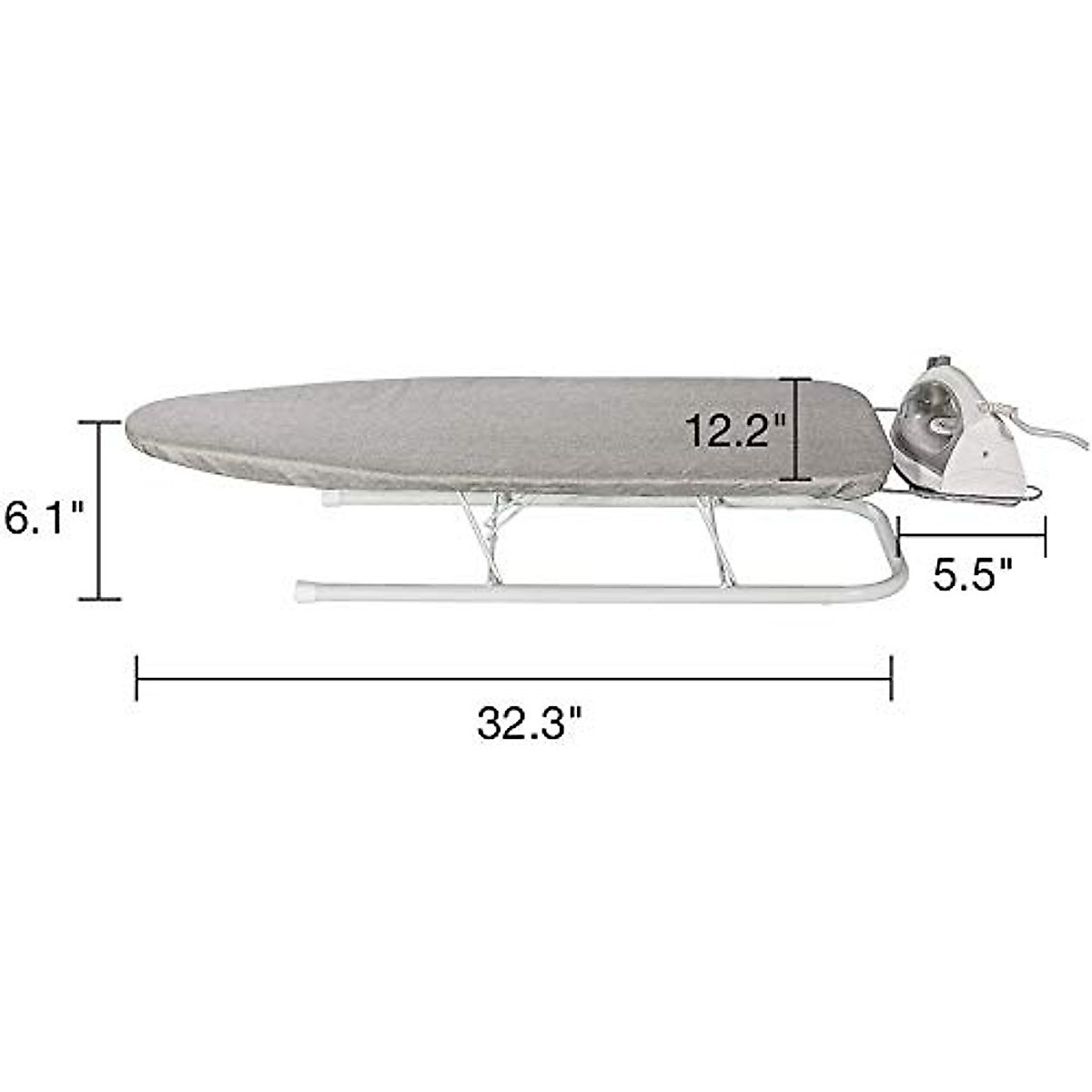 STORAGE MANIAC Tabletop Ironing Board with Iron Rest, All-Iron Frame & Silver Metallic Cover for Faster Ironing - Silver Grey