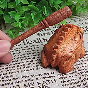 Acxico 1Pcs Thailand Craft Wooden Lucky Frog Croaking Musical Instrument Home Office Decor