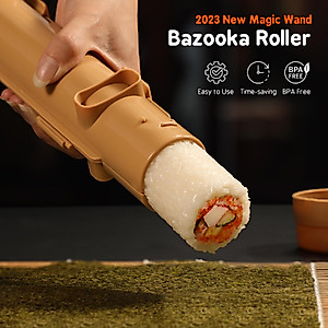 Delamu Sushi Making Kit, 23 in 1 Sushi Maker Bazooker Roller Kit with Bamboo Mats, Chef's Knife, Triangle/Nigiri/Gunkan Sushi Rice Mold, Chopsticks, Sauce Dishes, Rice Spreader, User Guide