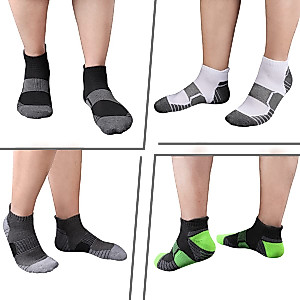COOVAN Mens Socks Ankle Cushion Athletic Elastic Arch Support Running Tab Socks 6 Pairs