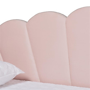 Baxton Studio Timila Modern and Contemporary Light Pink Velvet Fabric Upholstered Queen Size Daybed