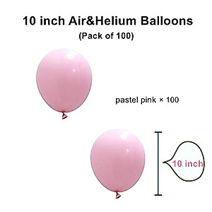 10 inch Pastel Pink Party Balloons, 100 pcs Macaron Pink Latex Balloons Light Pink Birthday Balloons (Pastel Pink)