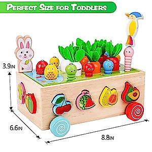 8-in-1 Toddlers Montessori Wooden Educational Toys for Baby Boy Girl 1 2 3 Year Old, Shape Sorting Toys Gifts for Kids 2-4, Preschool Learning Fine Motor Skills Game Carrot Harvest Game Toys for 1-3