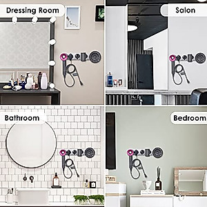 Floatant Wall Mount Hair Dryer Holder for Dyson Supersonic, Acrylic Organizer for Storage Attachments, Wall Mounted Rack with Hook for Accessories Nozzles,Wide-Tooth Comb,Diffuser(Transparent)
