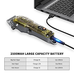 Bestauty Beard Trimmer, Barber Clippers Set Nose Hair Trimmer for Men Professional Cordless 2500mAh Waterproof Hair Clippers for Haircut Carving Shaving Trim Nose Hair (Bronze)
