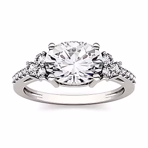 14K White Gold Moissanite by Charles & Colvard 9x7mm Oval Engagement Ring-size 7 2.30cttw DEW
