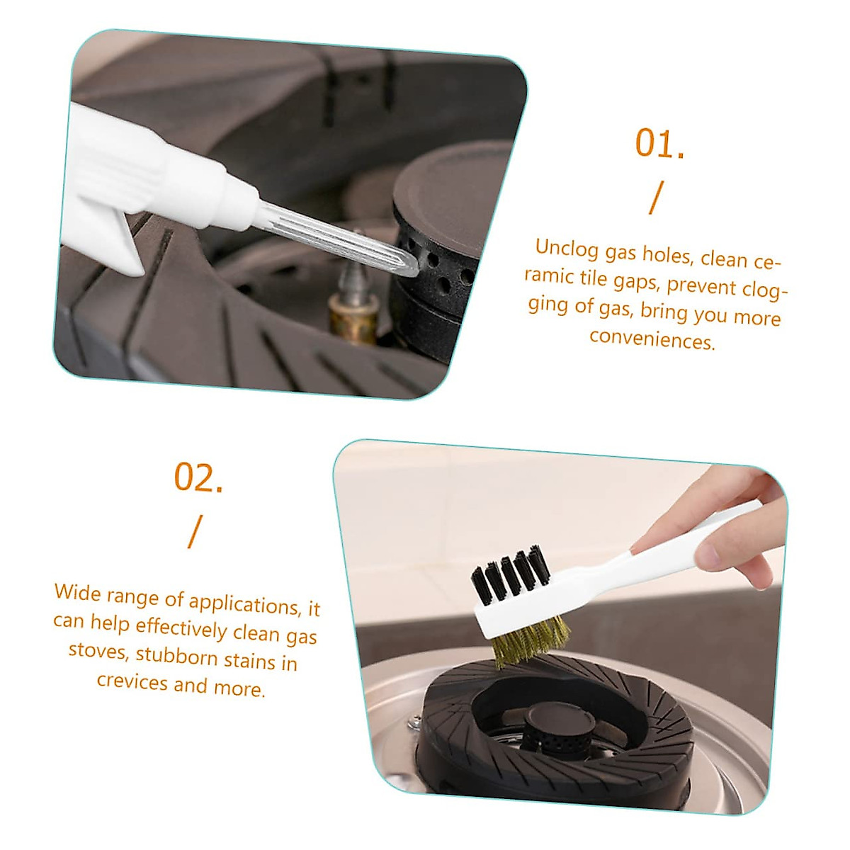 SOLUSTRE 4pcs Non-Slip Gas Stove Cleaning Brush Scraper Stiff Bristles for Tiles Windows Effortless Cleaning