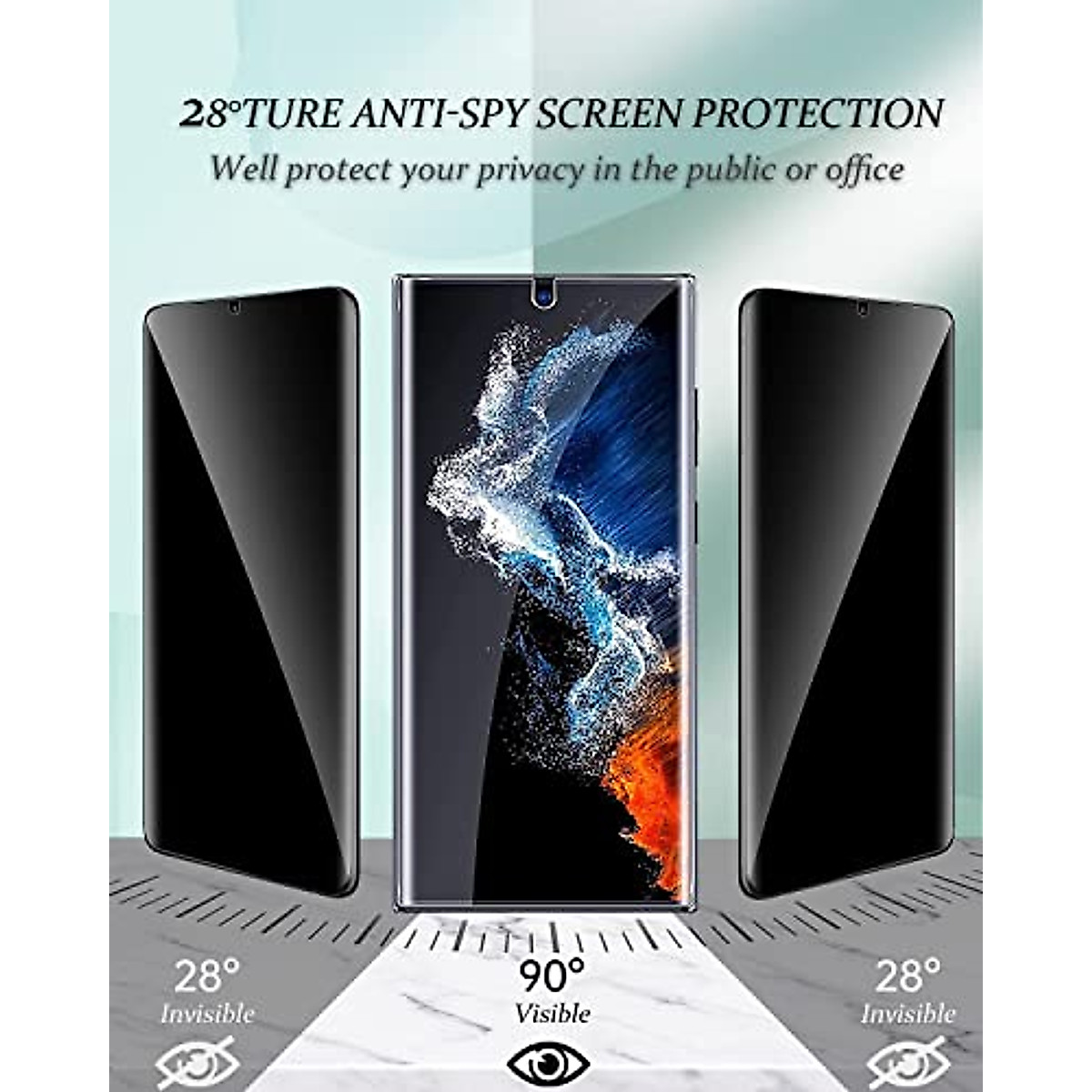 Tamoria [2+2 Pack Compatible for Samsung Galaxy S23 Ultra Privacy Screen Protector + Camera Lens Protector 9H Tempered Glass Black Anti-Explosion Anti-spy Screen Film for Samsung S23 Ultra 5G
