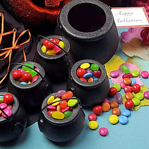 80 Pcs Plastic Cauldron Mini Witches Cauldron with Handle for St Patrick Day, Mardi Gras, Halloween Decorations Cauldron Candy Cauldron Kettles for Party Favors(Black, 80 Pcs)