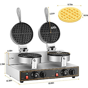 MATHOWAL 2400W Commercial Waffle Maker Double Waffle Irons Electric Nonstick Muffin Machine Suitable for Home，Snack Bar and Restaurant |US Warehouse
