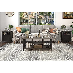 FATORRI Industrial TV Stand, Coffee Table and End Table with Charging Station for Living Room (Walnut Brown)