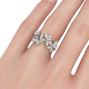 Jeulia 0.5 Carat Dragonfly Rings for Women 925 Sterling Silver Insect Band Rings Cubic Zirconia Solitaire Wedding Band CZ Solitaire Engagement Rings Anniversary Promise Romantic Jewelry Gifts (5)