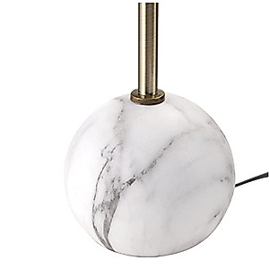 Globe Electric 67512 20" Table Lamp, White Faux Marble Base, Antique Brass Accent, White Linen Shade, On/Off Switch on Socket, Table Lamp for Living Room, Home Décor, Lamps for Bedrooms, Room Décor