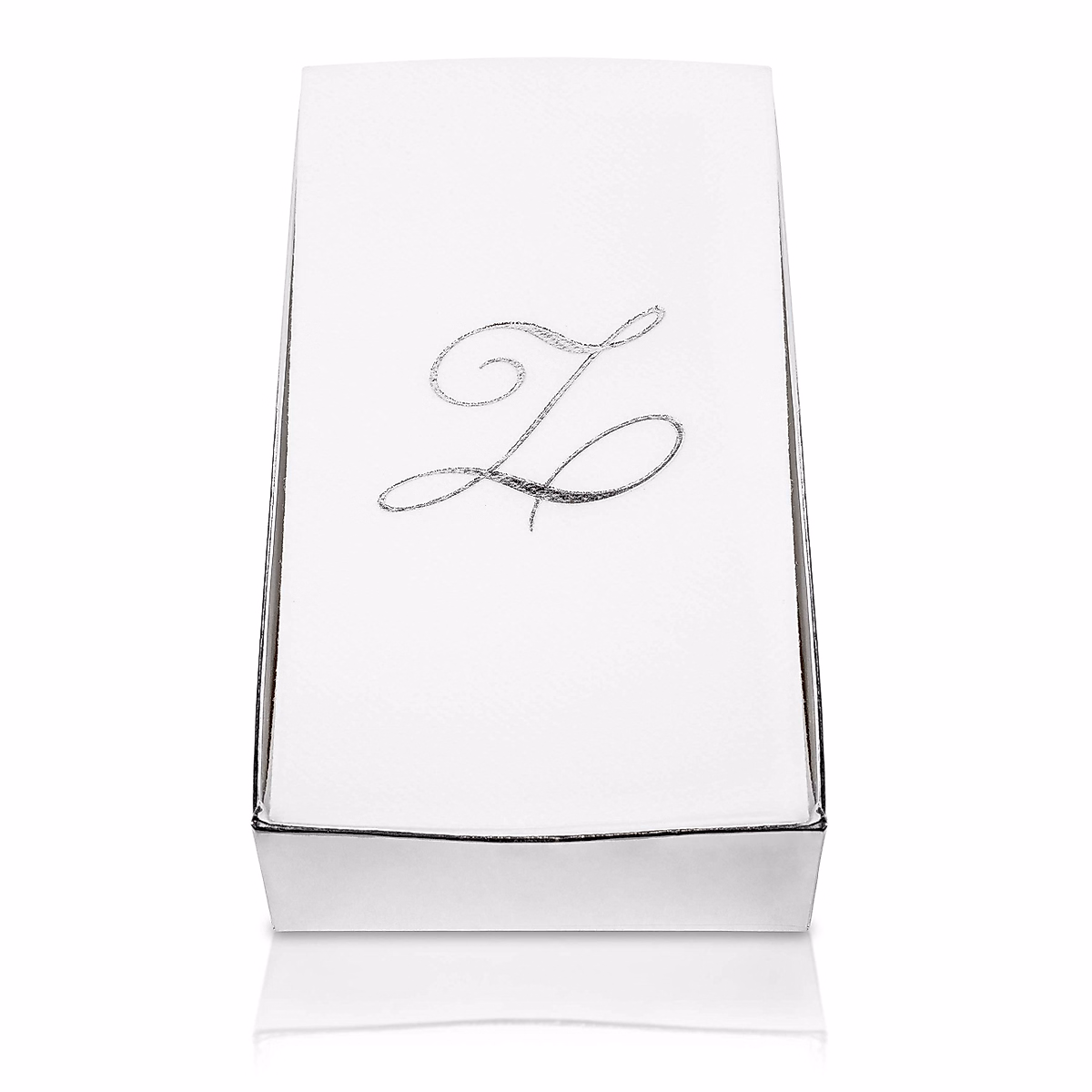 AH AMERICAN HOMESTEAD Disposable Hand Towels for Bathroom 50 Count - Guest Bathroom Essentials -Bathroom Paper Towels - Monogrammed Disposable Napkins - Wedding Napkins in Paper Towel Tray (Silver, H)