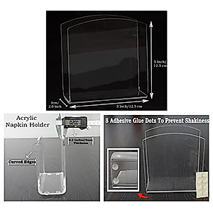 Dino74 Modern Clear Acrylic Napkin Holder Pack of 2-5x5x0.2Inch Crystal Freestanding Tissue Towel Dispenser Organizer for Kitchen Countertop, Bathroom Decor, Dining Table or Restaurant